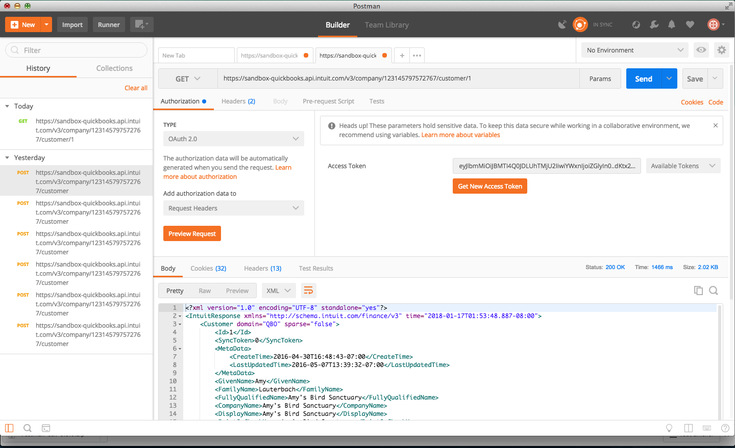 Ruby On Rails Quickbooks Api Create Customer Post Request Fail Stack Overflow