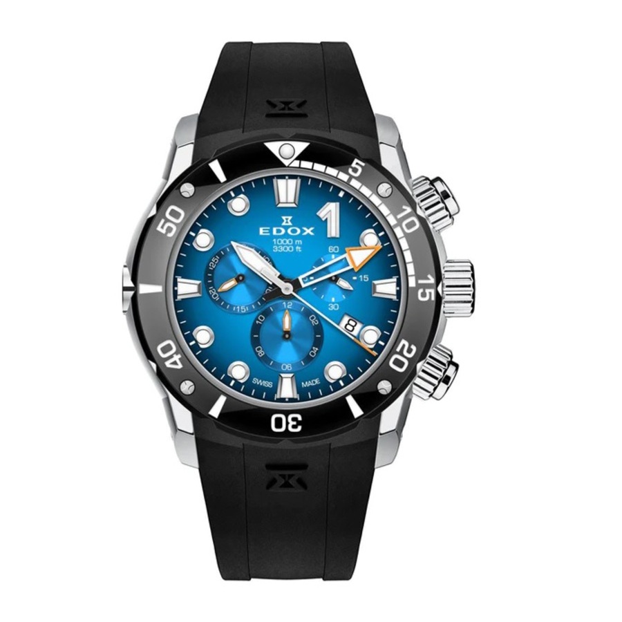 Edox Co-1 Chronograph Quartz Blue Dial Mens Watch 10242 Tin Buidn In Black / Blue | ModeSens