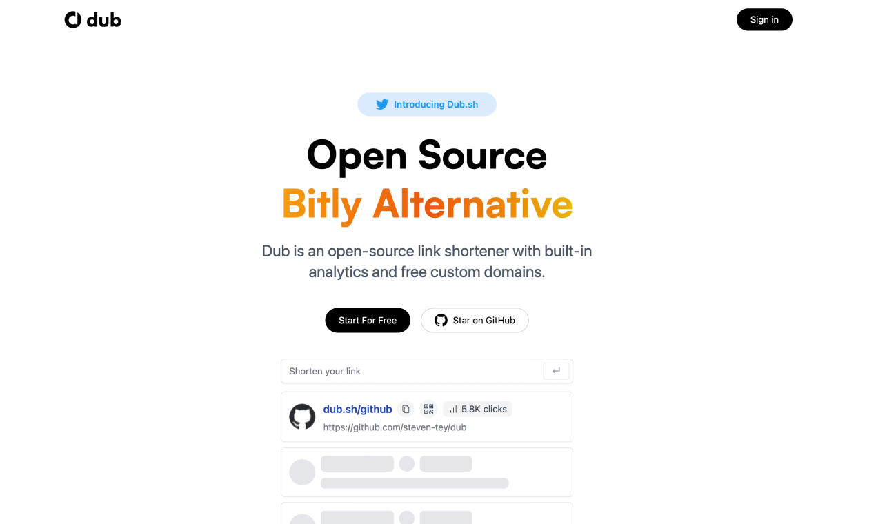 Dub - Open Source Bitly Alternative | Resource.fyi