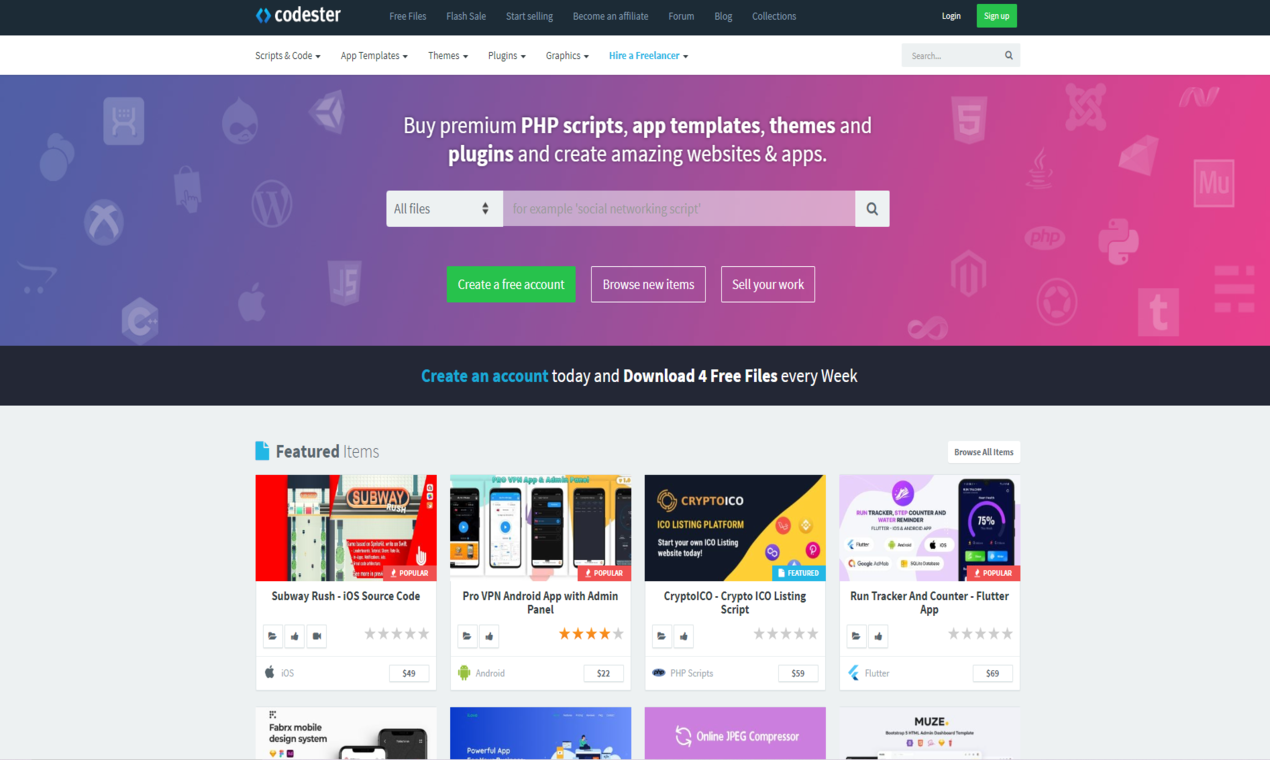Codester - Various web development assets | Resource.fyi