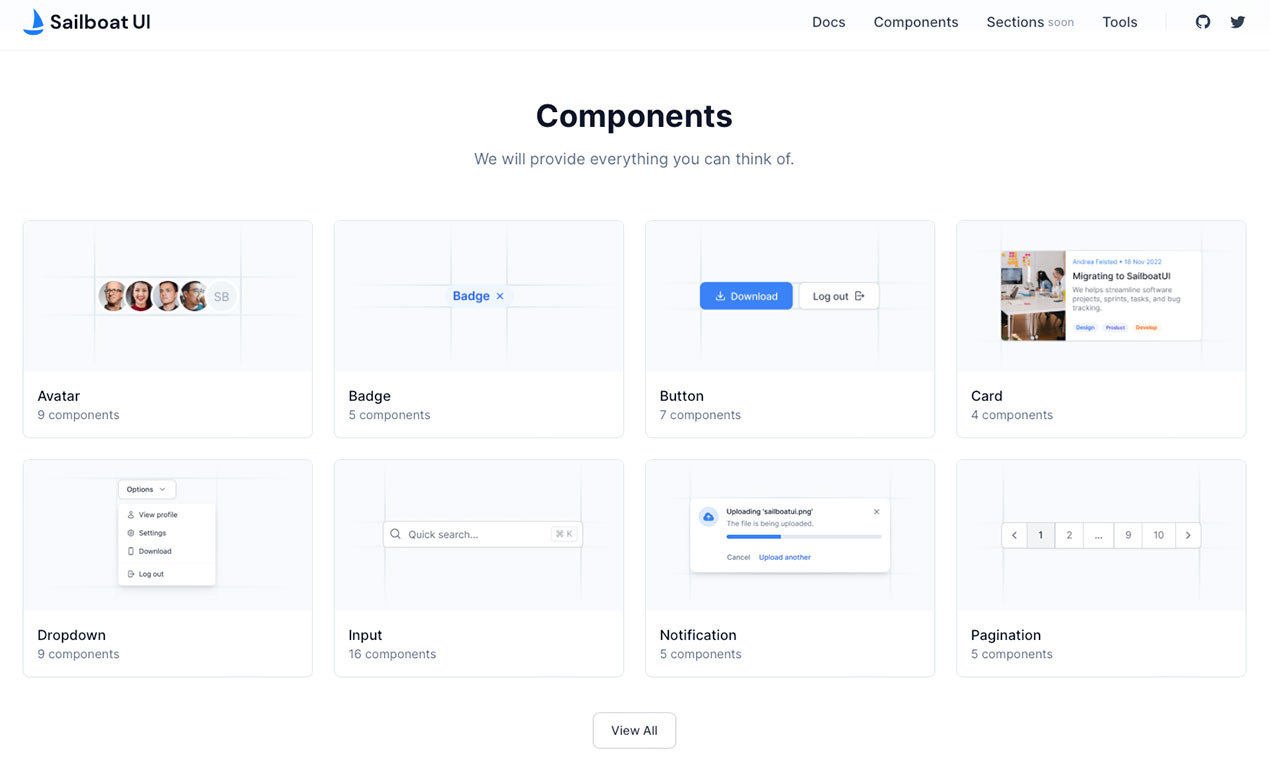 Sailboat UI - Build your website quickly | Resource.fyi