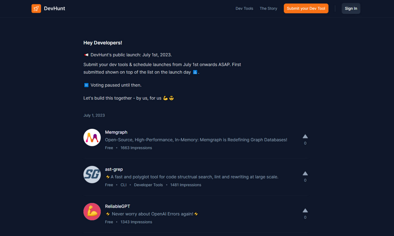 DevHunt - The best new Dev Tools every day. | Resource.fyi