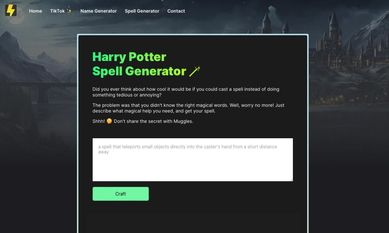 Harry Potter Spell Generator - Generate Harry Potter spells | Resource.fyi