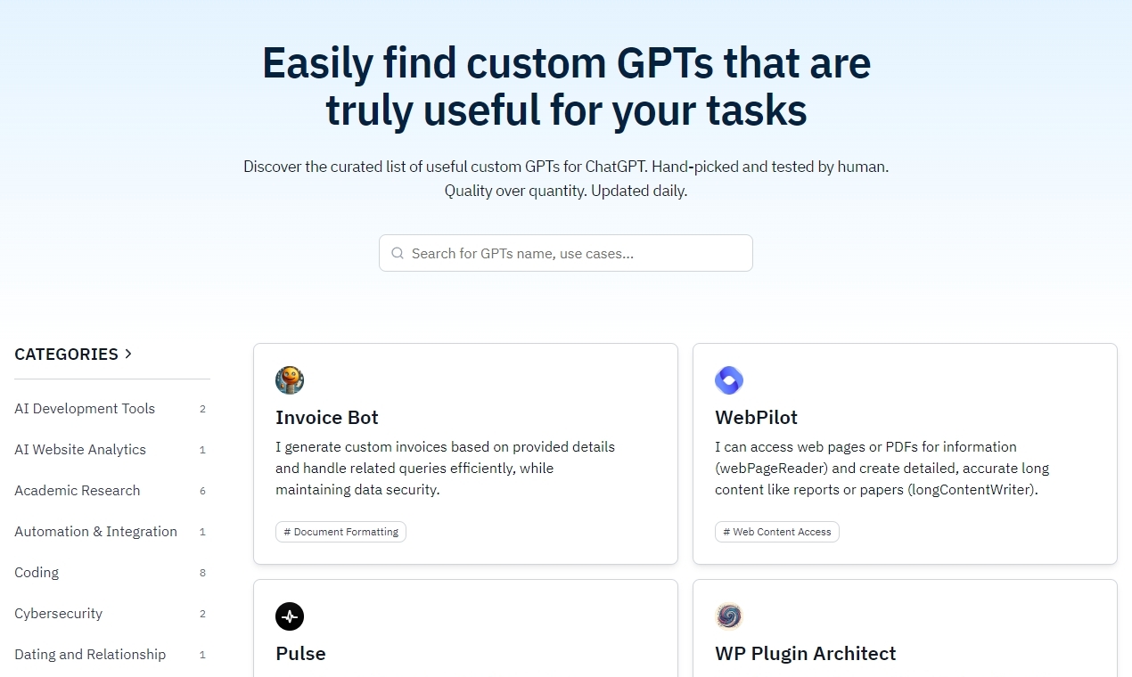 Featured GPTs - Easily find truly useful custom GPTs | Resource.fyi