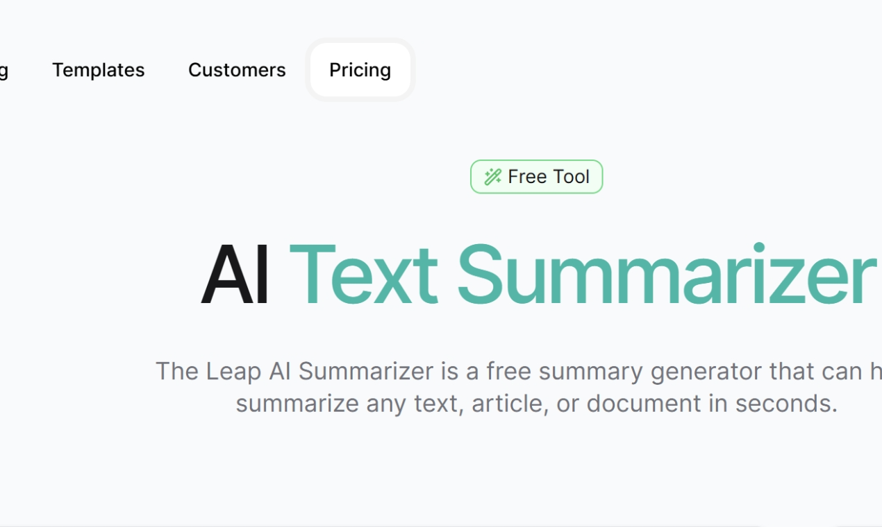 AI Text Summarizer by Leap AI - Summarize documents in seconds ... AI Text Summarizer by Leap AI - Summarize documents in seconds ...