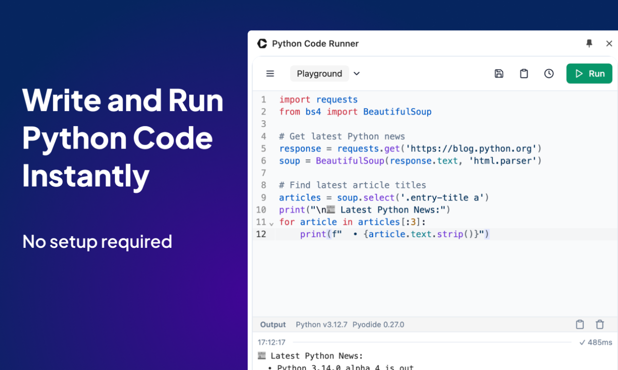 Cliprun - Python Code Runner & Playground | Resource.fyi