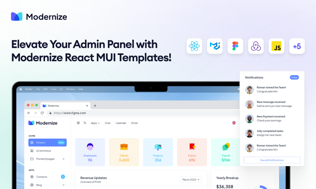 Modernize React MUI Admin Dashboard - Make Dashboards Modern with Modernize | Resource.fyi