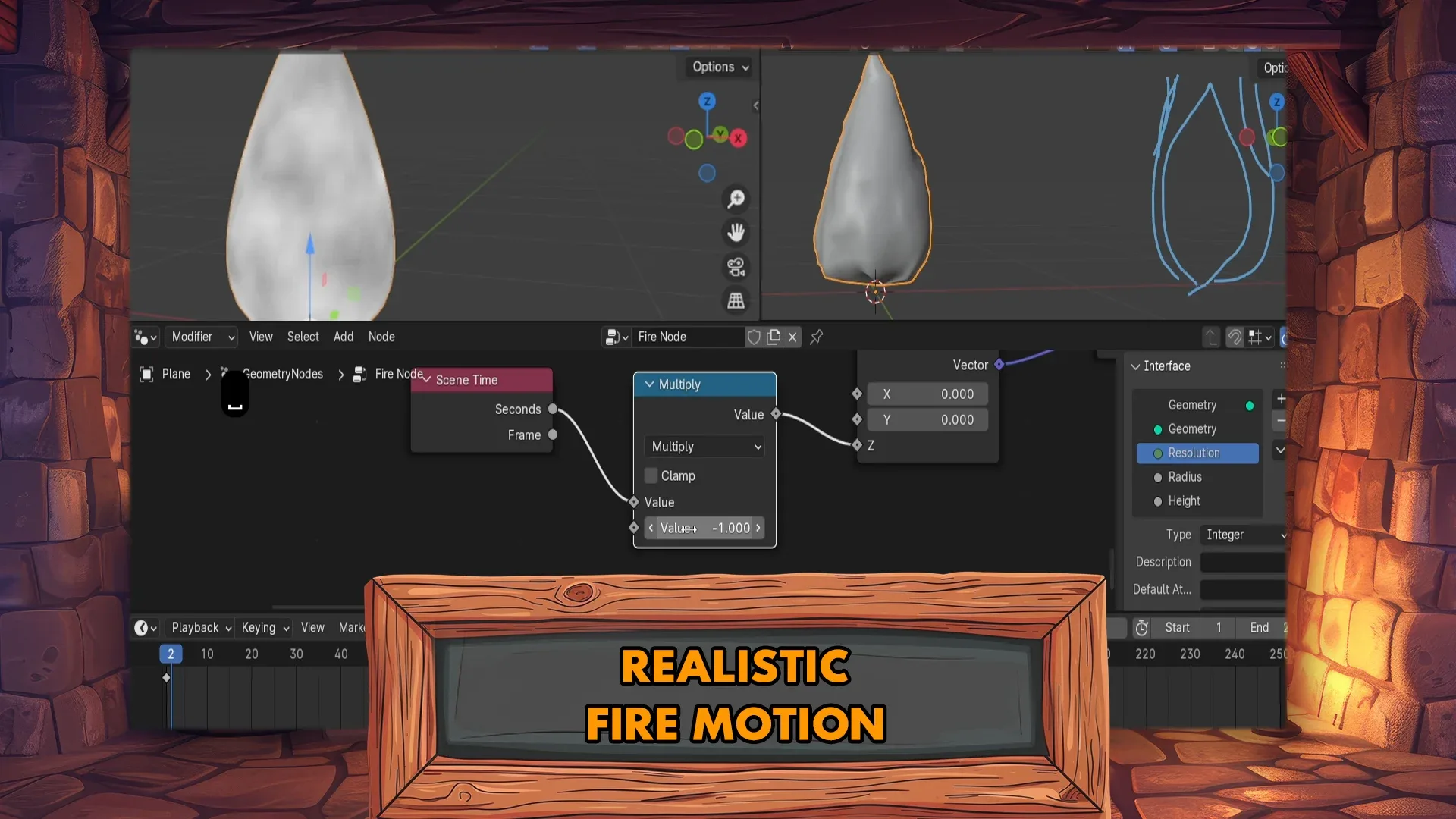 Blender Geometry Node Fire Animation FlippedNormals