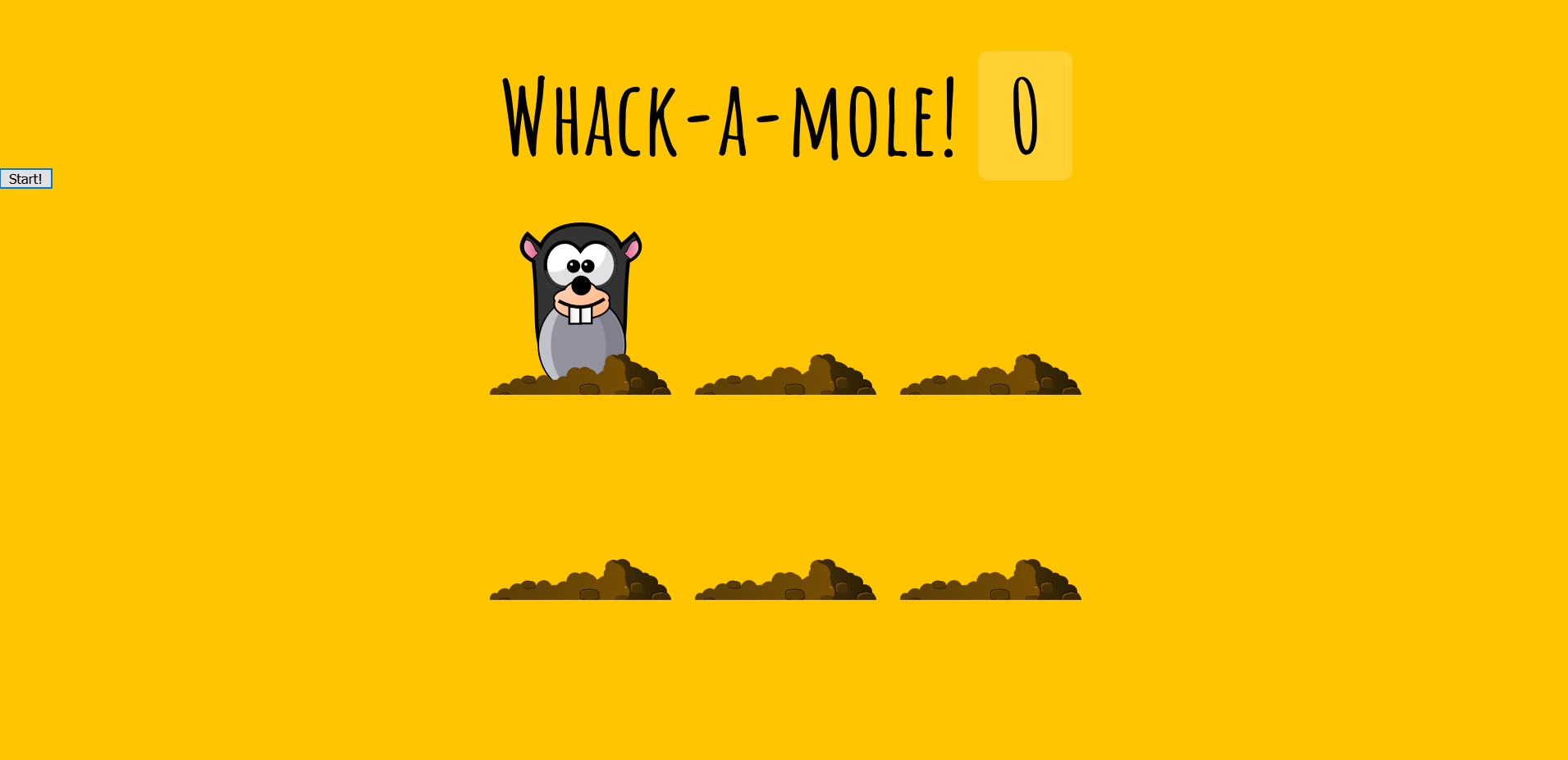 Github Gerhynes Whack A Mole A Whack A Mole Game Built Using Vanilla Javascript Built For