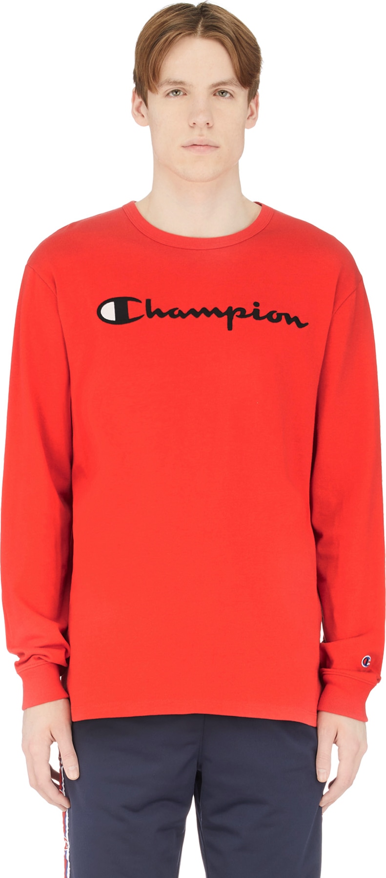 Champion: Long Sleeve Script Logo T-Shirt | influenceu