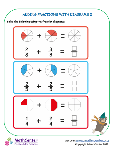 Adding Fractions With Diagrams 2 Worksheets Math Center