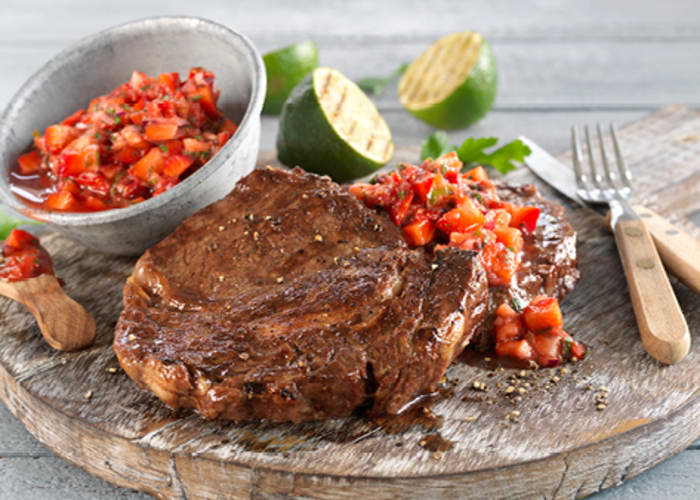 Entrecôte med bakt hvitløk og marinert feta Joker