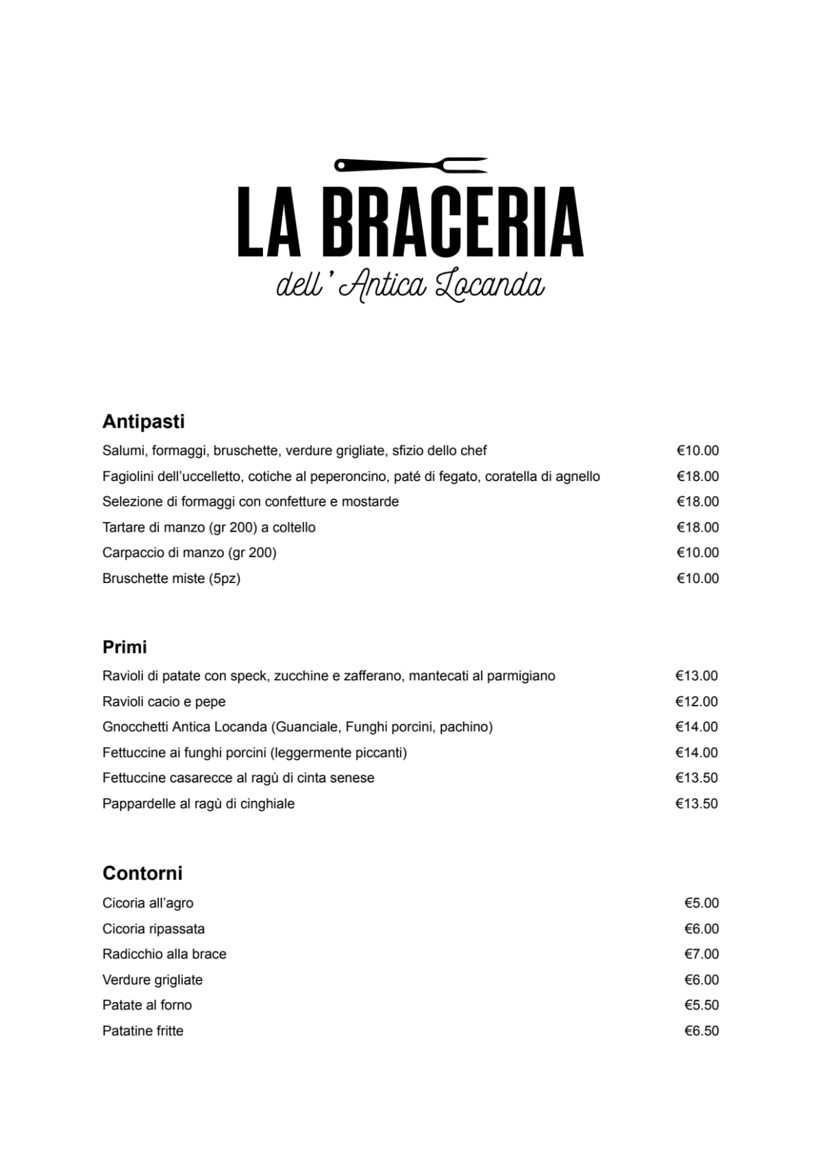 Menu 2024 La Braceria Em Vetralla TheFork