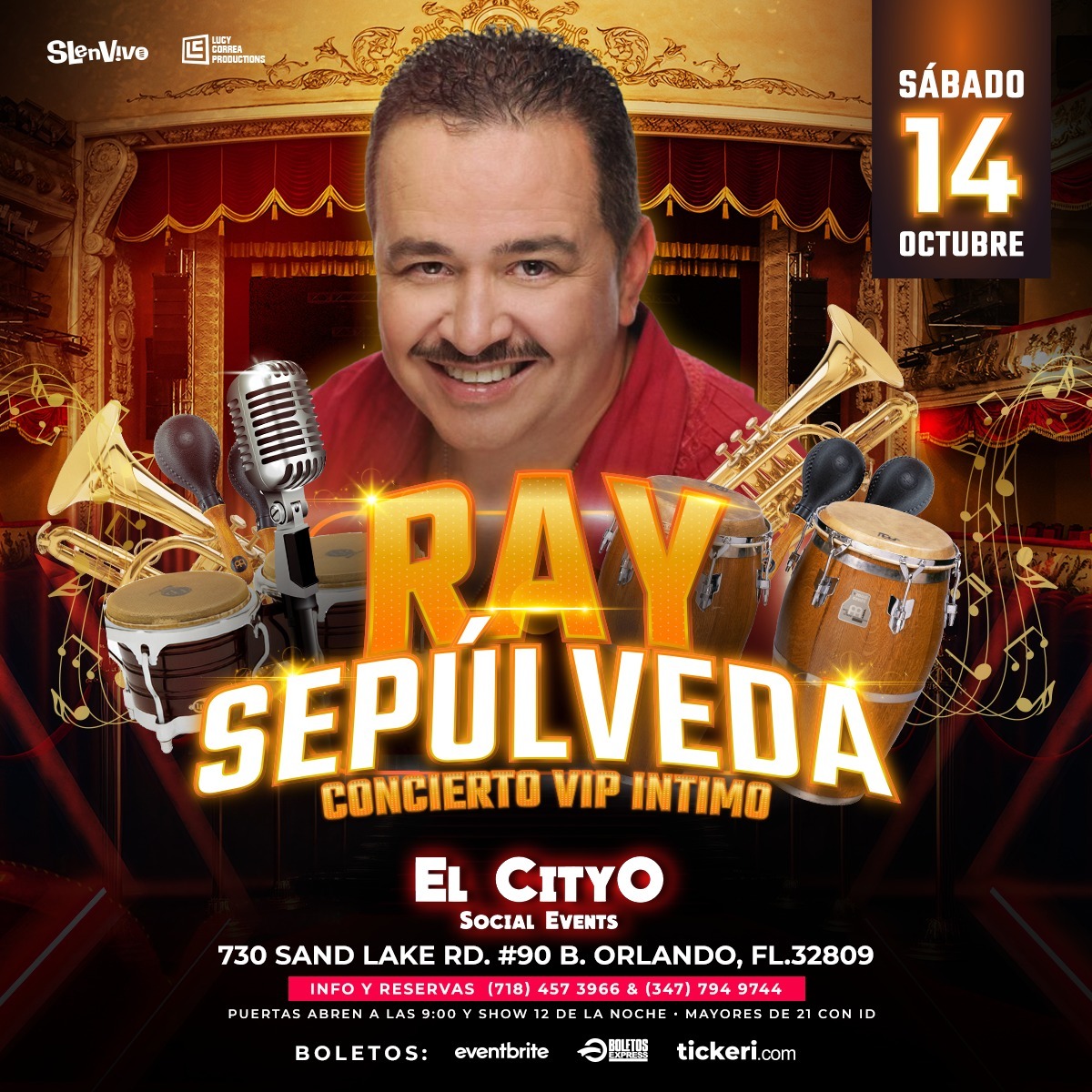 RAY SEPULVEDA !! Concierto VIP Intimo en Orlando,fl Tickets Boletos at El City O social events ...