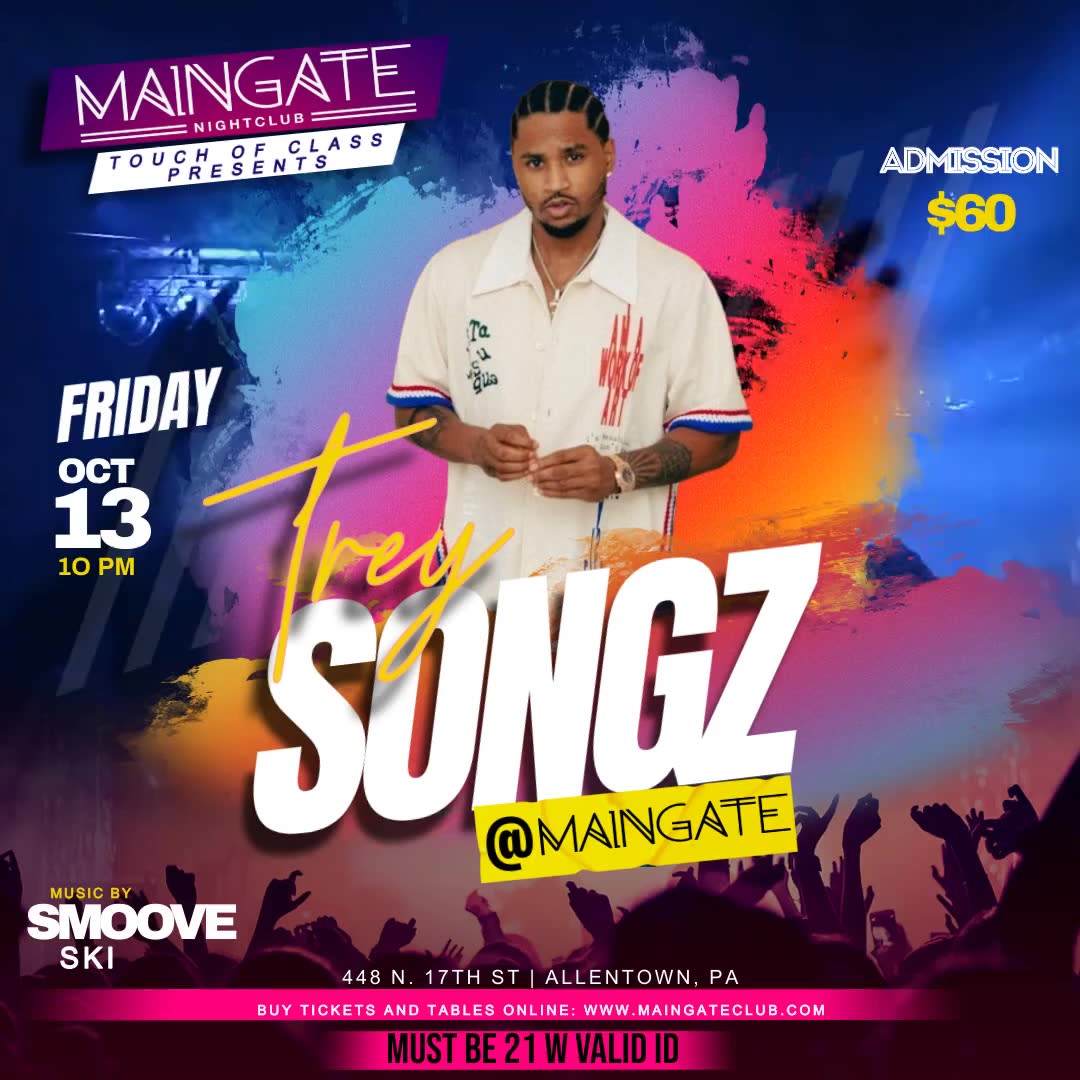 Trey Songz @ MAINGATE Tickets | Boletos - MainGate Nightclub, Allentown | 2023-10-13 - Tickeri.com