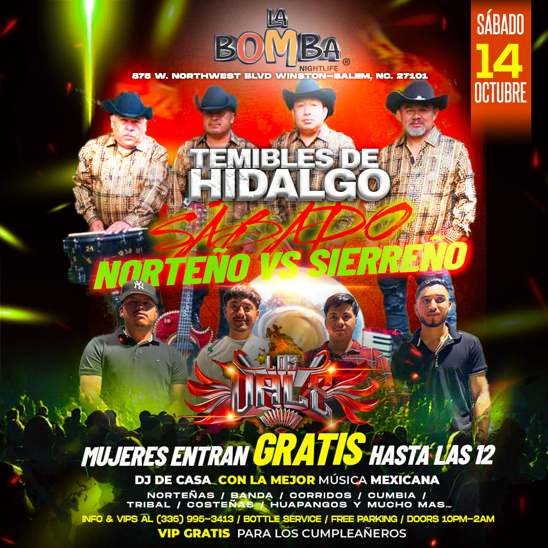 TEMIBLES DEL HIDALGO Y LOS VALE EN LA BOMBA DE W-S Tickets | Boletos - LA BOMBA NIGHTLIFE ...