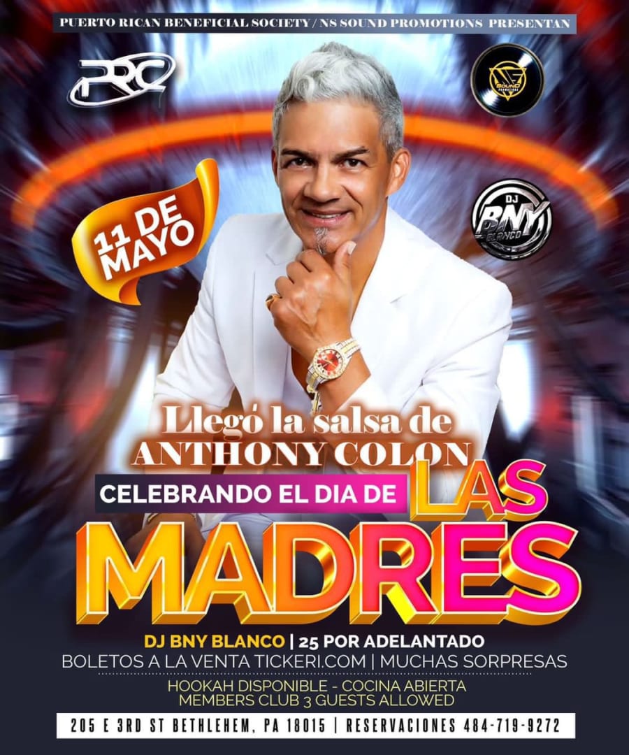 Anthony Colon Tickets | Boletos - Puerto Rican Beneficial Society, Bethlehem | 2024-05-11 ...