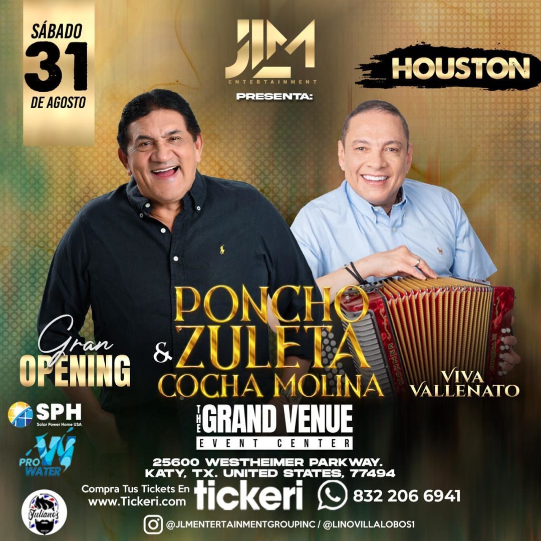 PONCHO ZULETA Y COCHA MOLINA EN CONCIERTO ! Tickets | Boletos - The Grand Venue Event Center ...