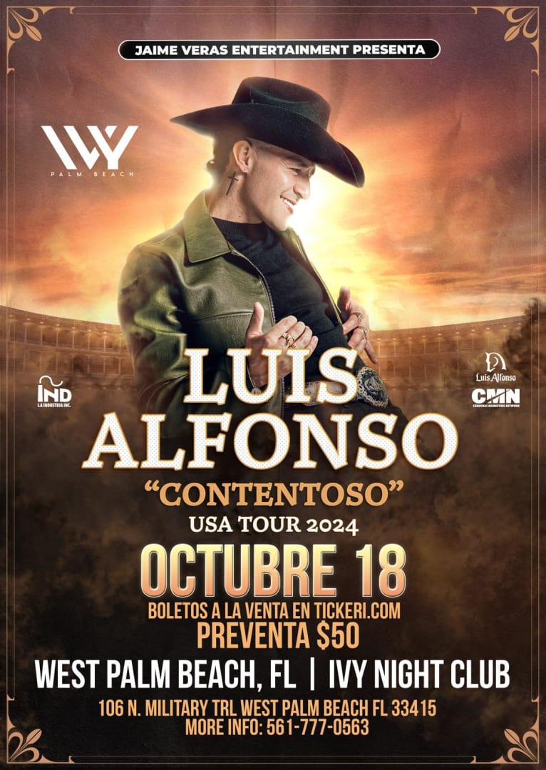 LUIS ALFONSO EN CONCIERTO ! Tickets | Boletos - IVY Palm Beach, West Palm Beach | 2024-10-18 ...