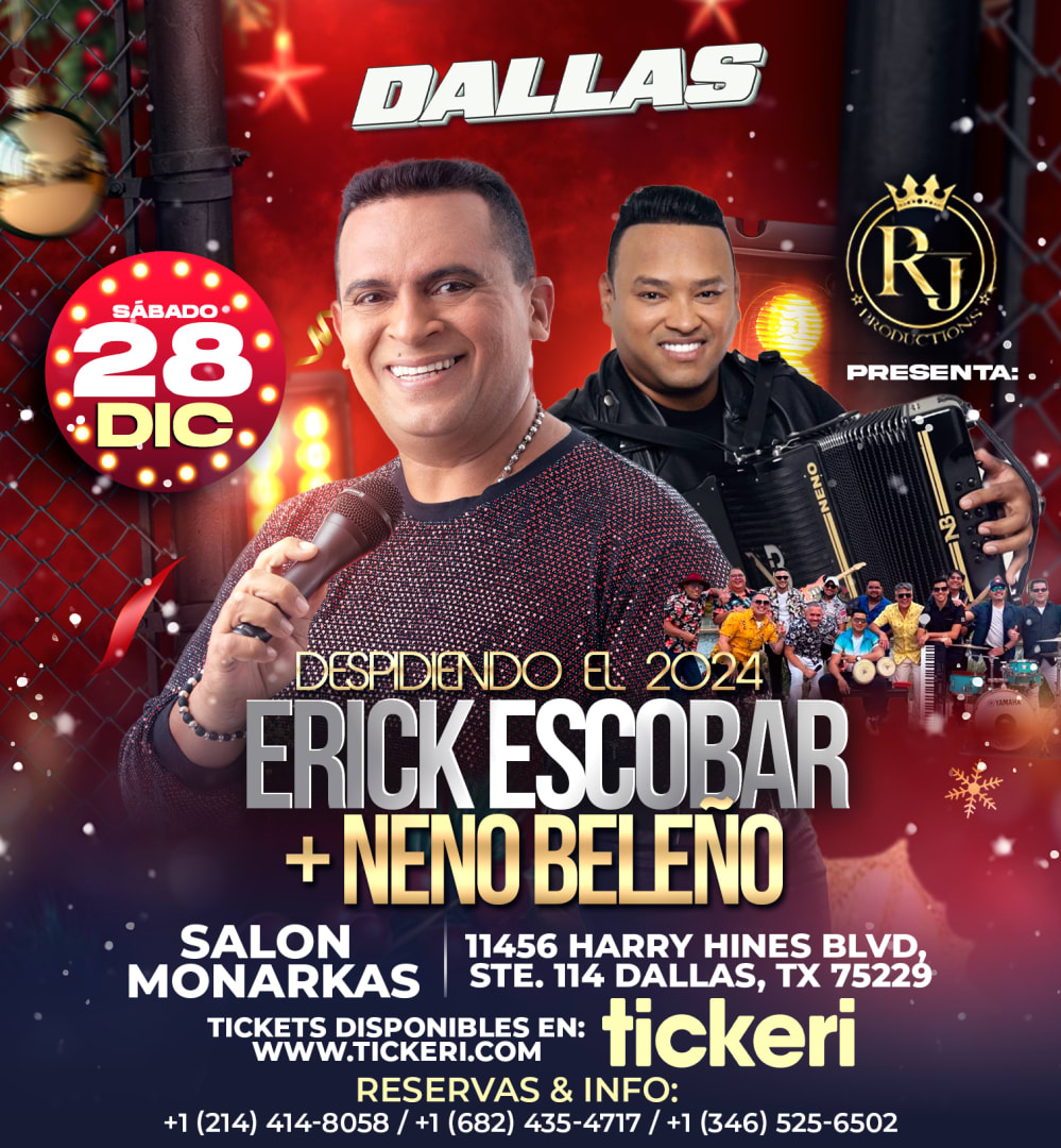 Erick Escobar en Dallas Tickets | Boletos - MONARKA EVENT VENUE., Dallas | 2024-12-28 - Tickeri.com