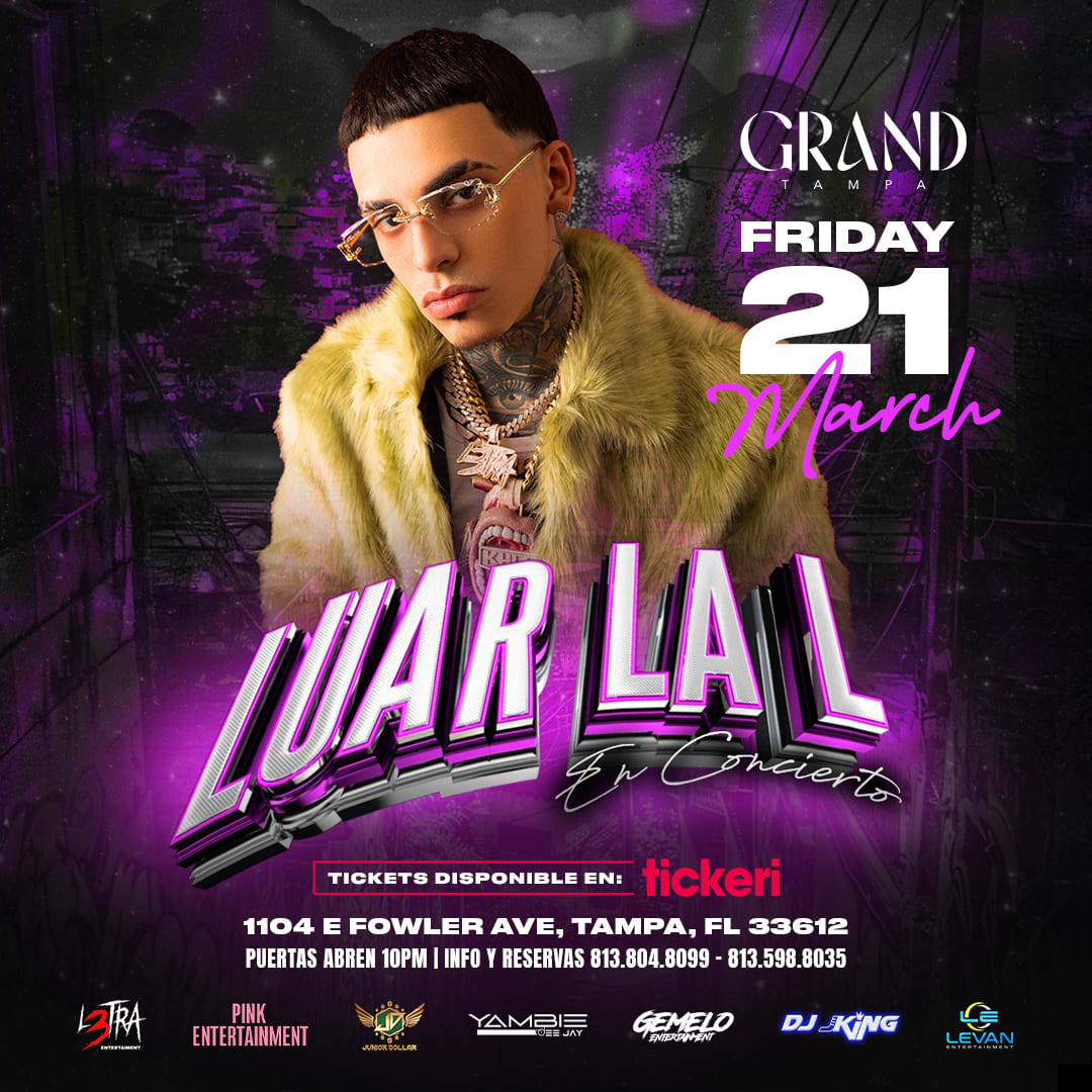 Luar La L en Tampa Tickets | Boletos - Grand Fortune, Tampa | 2025-03-21 - Tickeri.com
