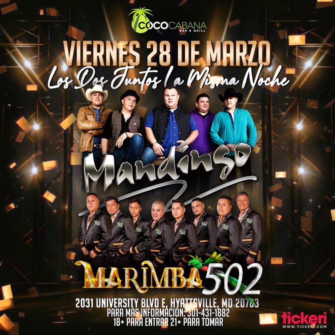 MANDINGO Y LA MARIMBA 502 EN CONCIERTO!!! Tickets | Boletos - Coco Cabana, Adelphi | 2025-03-28 ...