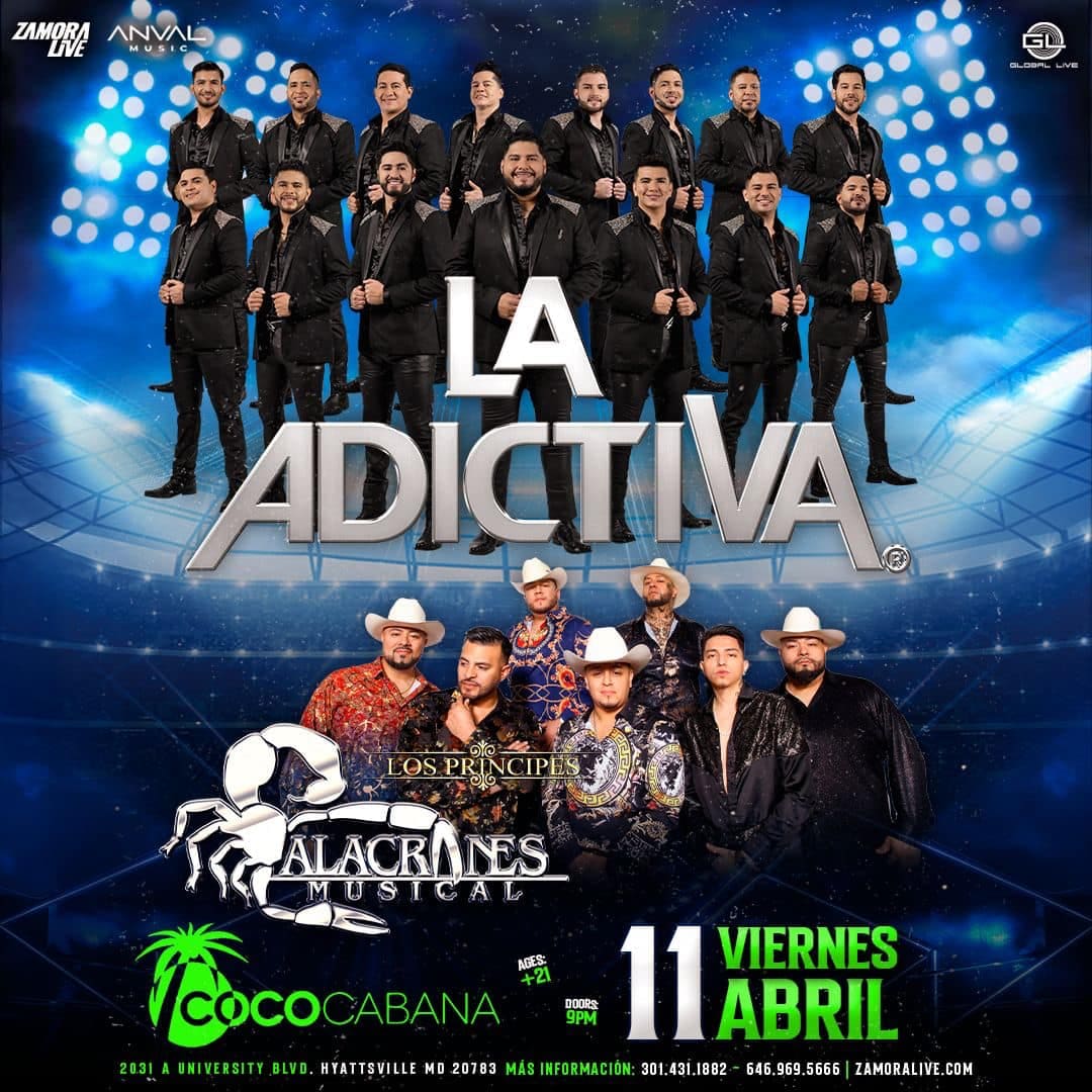 La Adictiva y Alacranes Musical Tickets | Boletos - Coco Cabana, Adelphi | 2025-04-11 - Tickeri.com