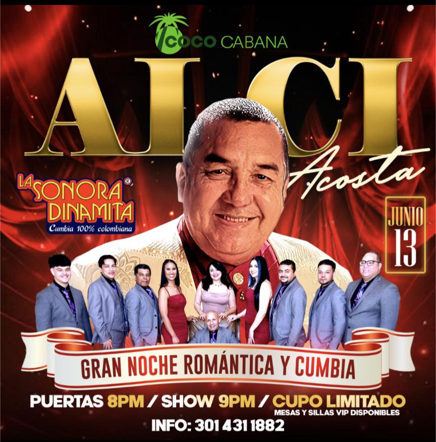 ALCI ACOSTA en Maryland Tickets | Boletos - Coco Cabana, Adelphi | 2025-06-13 - Tickeri.com