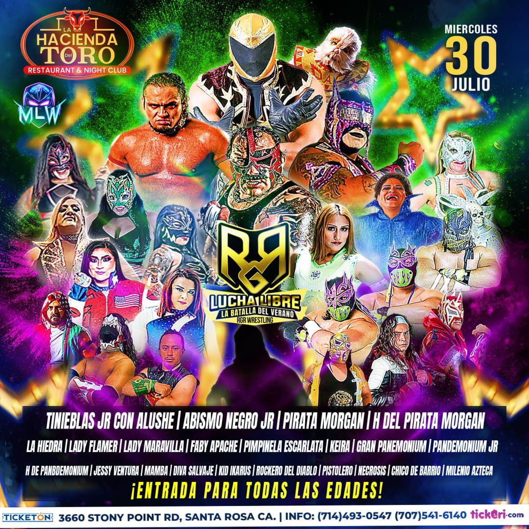 Lucha Libre en Santa Rosa con Tinieblas Jr. con Alushe, Abismo Negro Jr., Pirata Morgan, Hijo ...