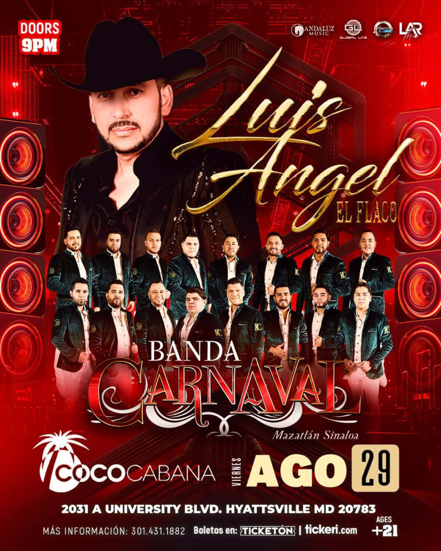 Luis Angel El Flaco & Banda Carnaval en Maryland Tickets | Boletos - Coco Cabana, Adelphi | 2025 ...