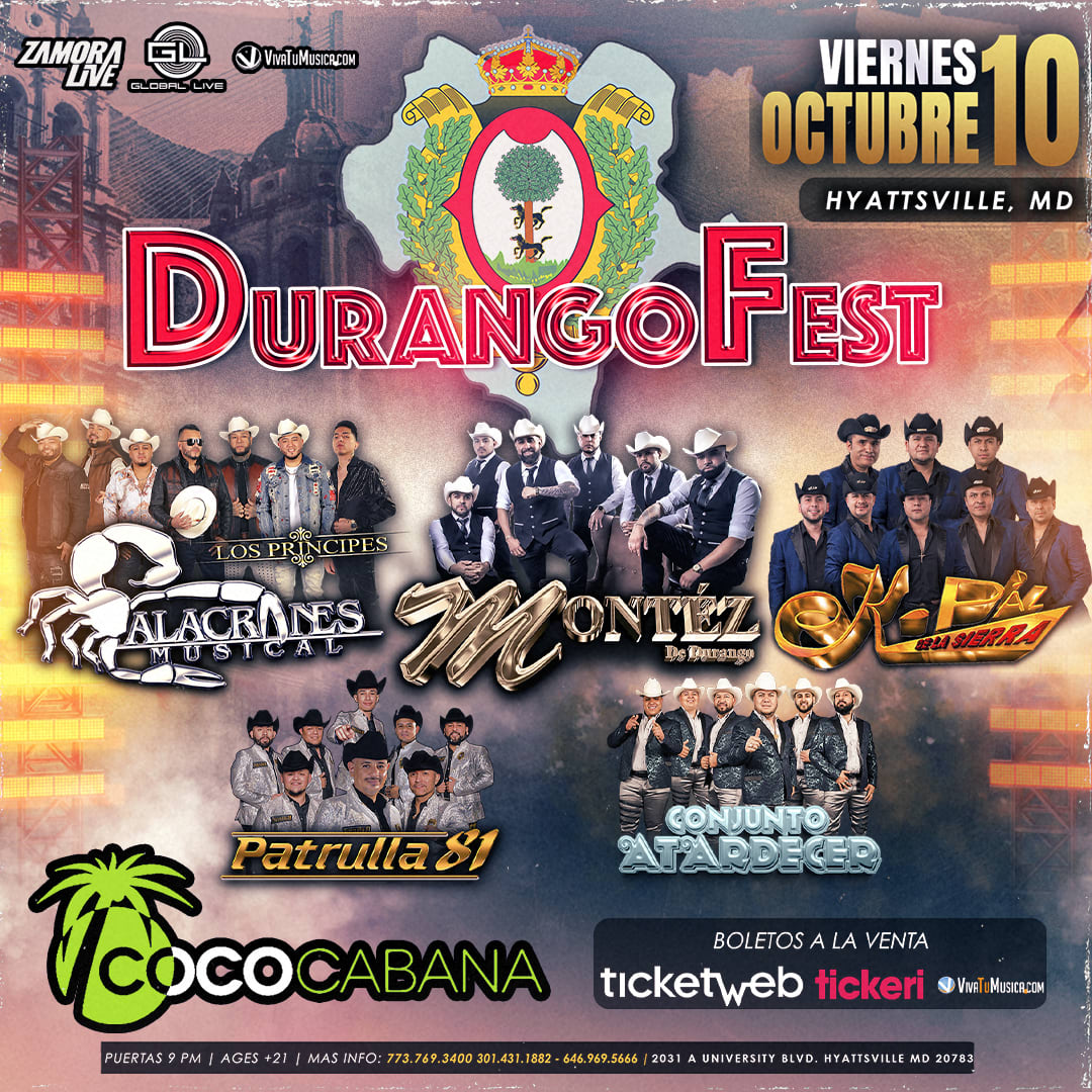 DurangoFest - Maryland Tickets | Boletos - Coco Cabana, Adelphi | 2025-10-10 - Tickeri.com