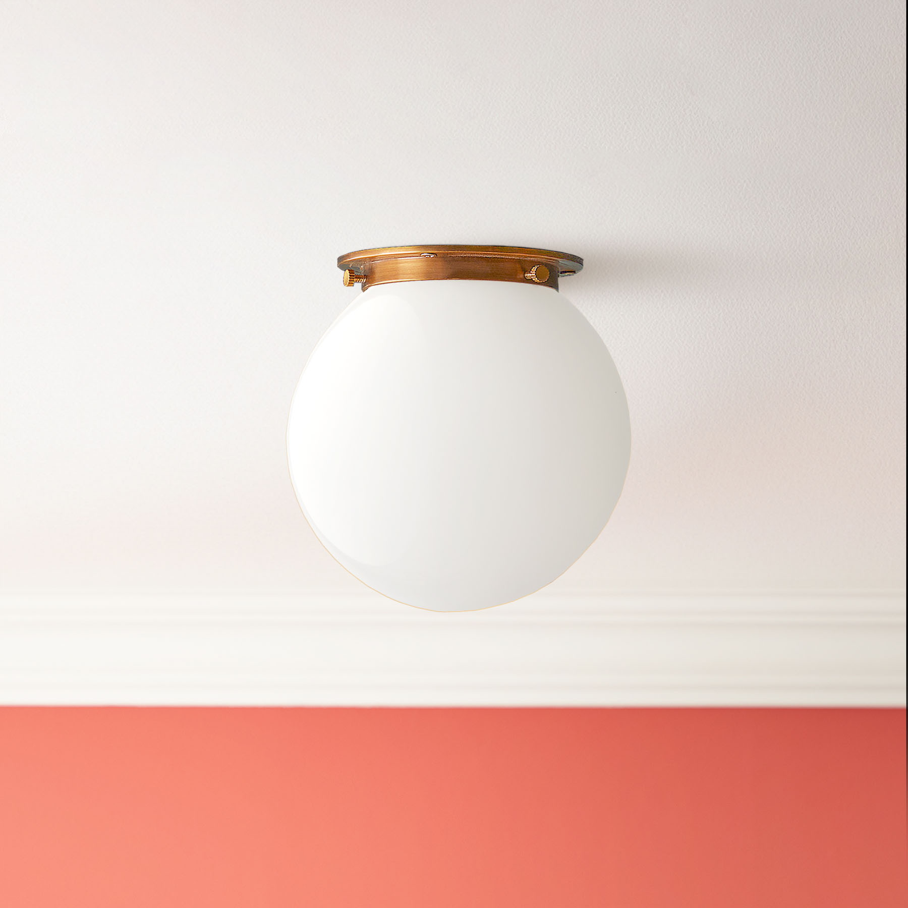 Larger Plumb flush mount fixture in antiqued brass Larger Plumb flush mount fixture in antiqued brass