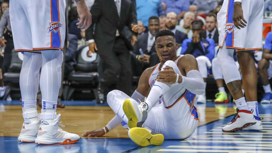 Watch: Russell Westbrook suffers apparent serious leg injury | Yardbarker