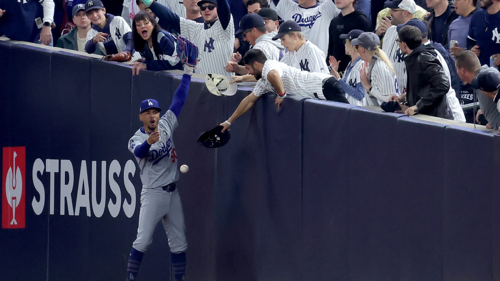 Yankees fan wildly rips caught baseball out of Mookie Betts glove, called for interference ...