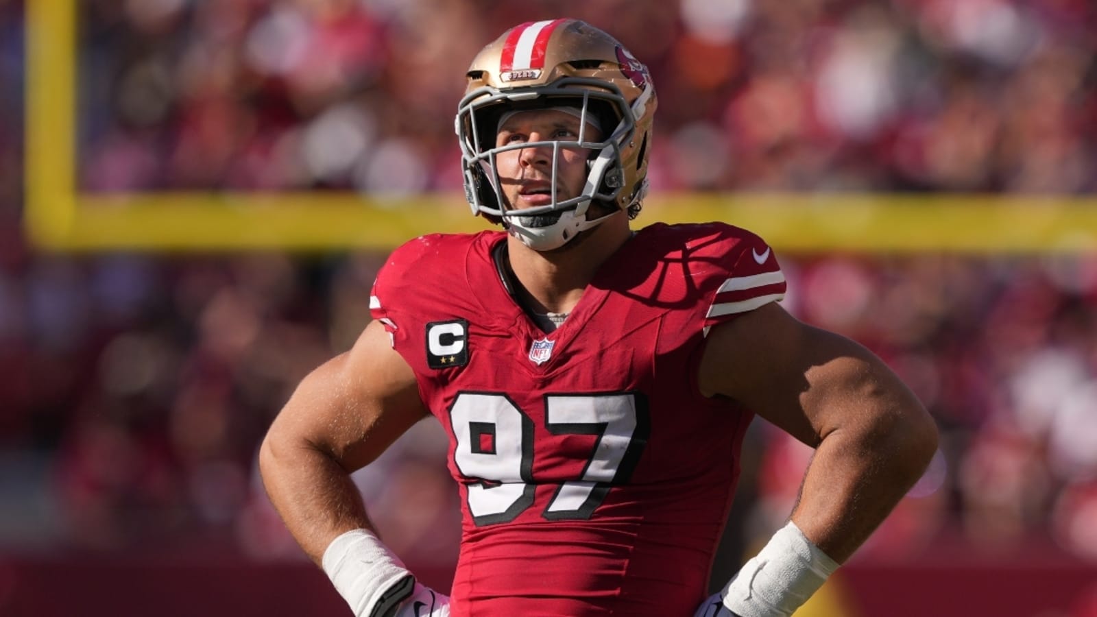 Nick Bosa Maga Hat Nfl Reviewing 49ers Des Snf Display For Potential