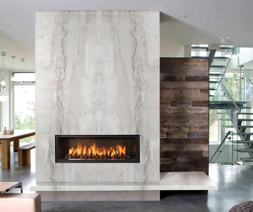 Glaciar wave fireplace - Granite, Quartz, Marble, Quartzite Countertops