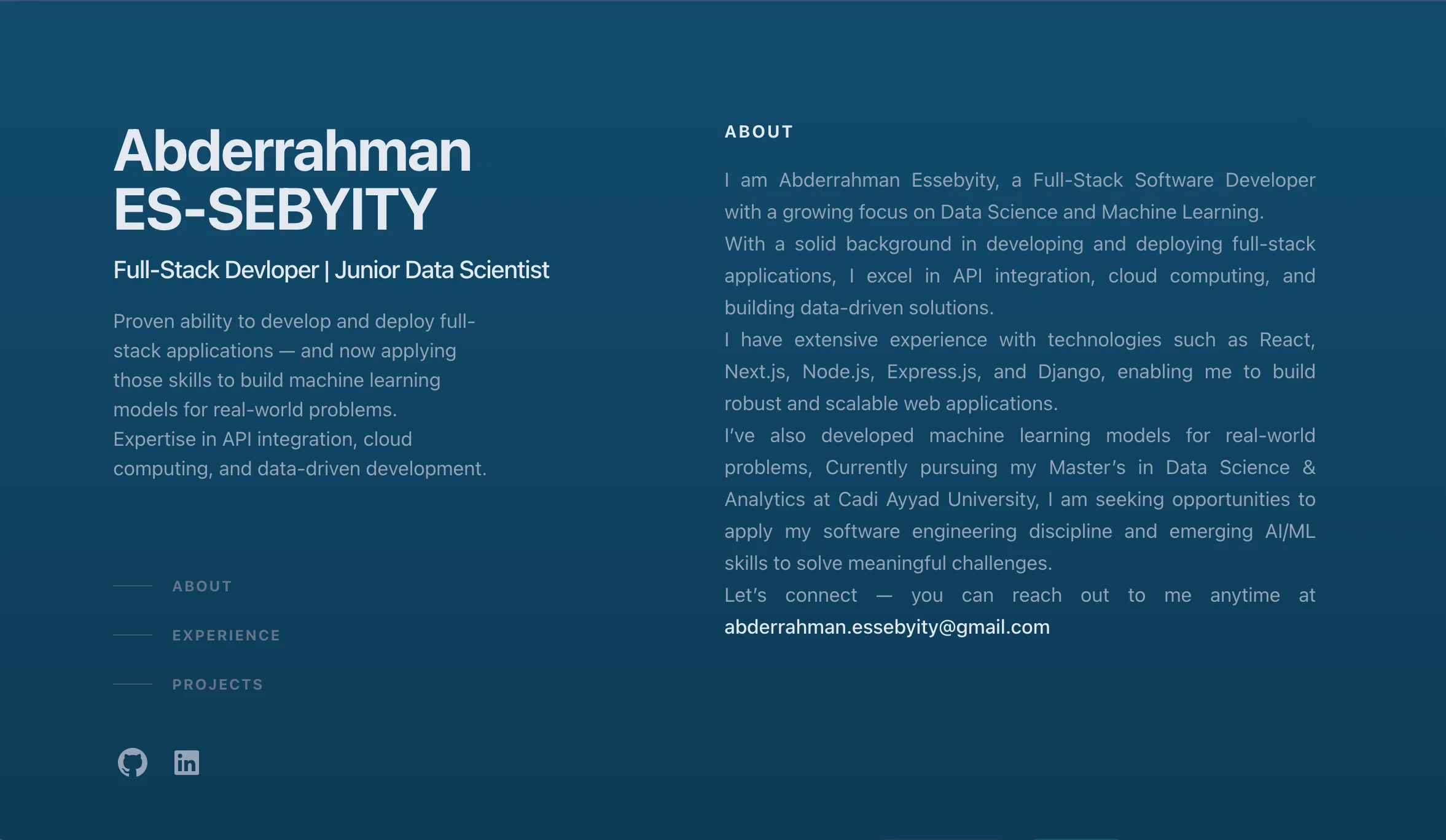 Abderrahman ES-SEBYITY | Full-Stack Developer & Data Scientist