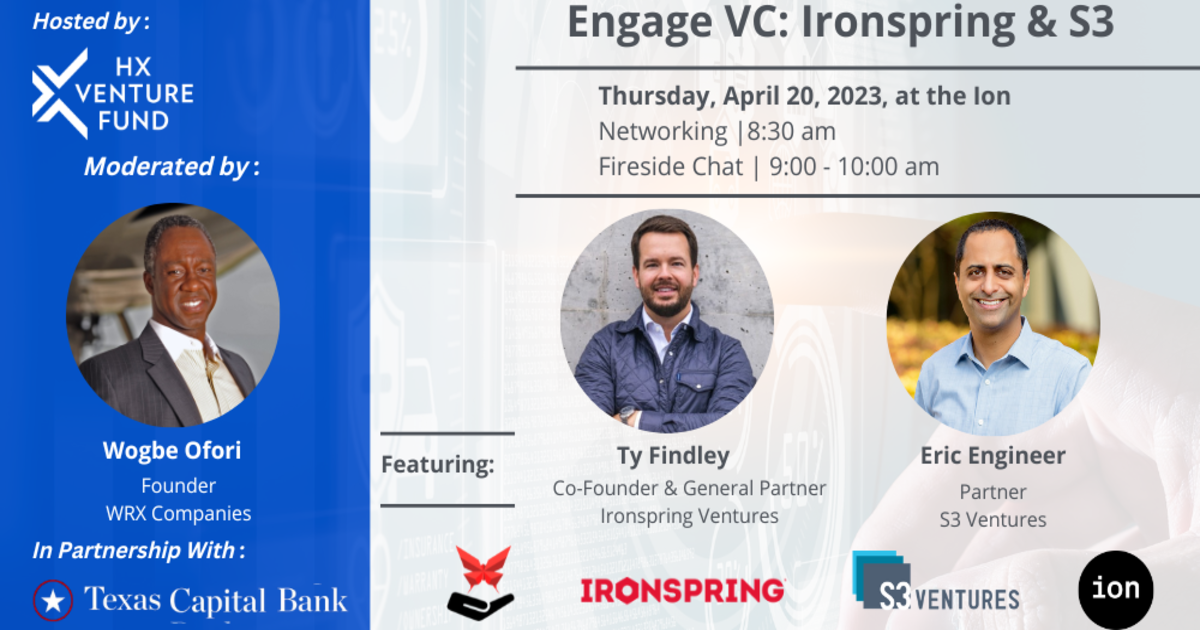 Engage VC: Ironspring Ventures & S3 Ventures, Thu, Apr 20th, 2023 @ 8:30 AM Accelevents