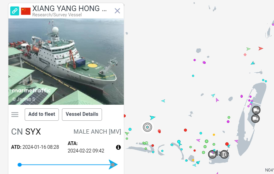 Adhadhu - Chinese research vessel arrives in Male' after spending a ...