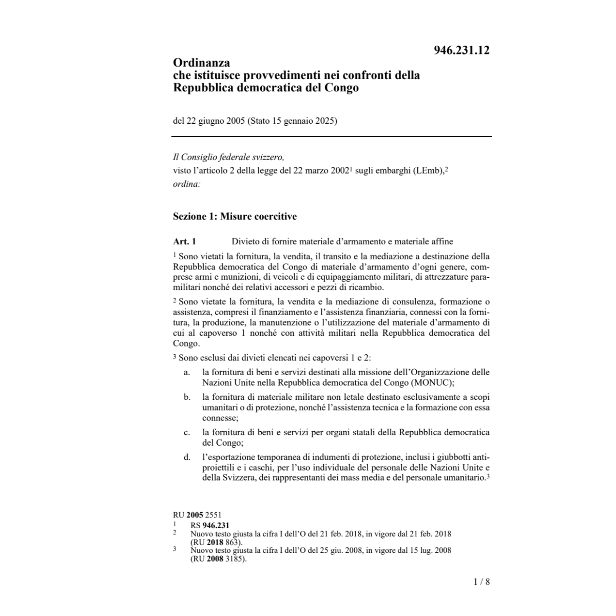 O provvedim. Rep. democr. Congo | Teil 9