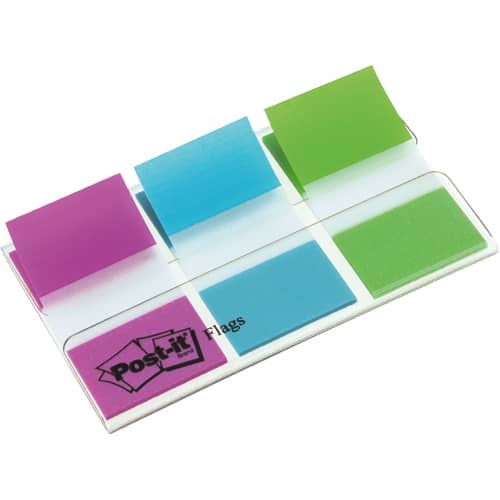 POST-IT - POST-IT Dévidoir 3x20 marque-pages standards Bleu, Vert, Violet