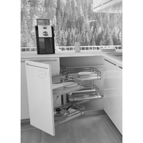 Cadre coulissante pivotant avec 4 paniers mélaminé blanc pour meuble ...