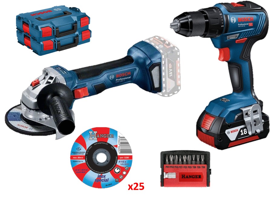 Kit 3 outils BOSCH : Perceuse-visseuse GSR + Meuleuse GWS + Perforateur ...