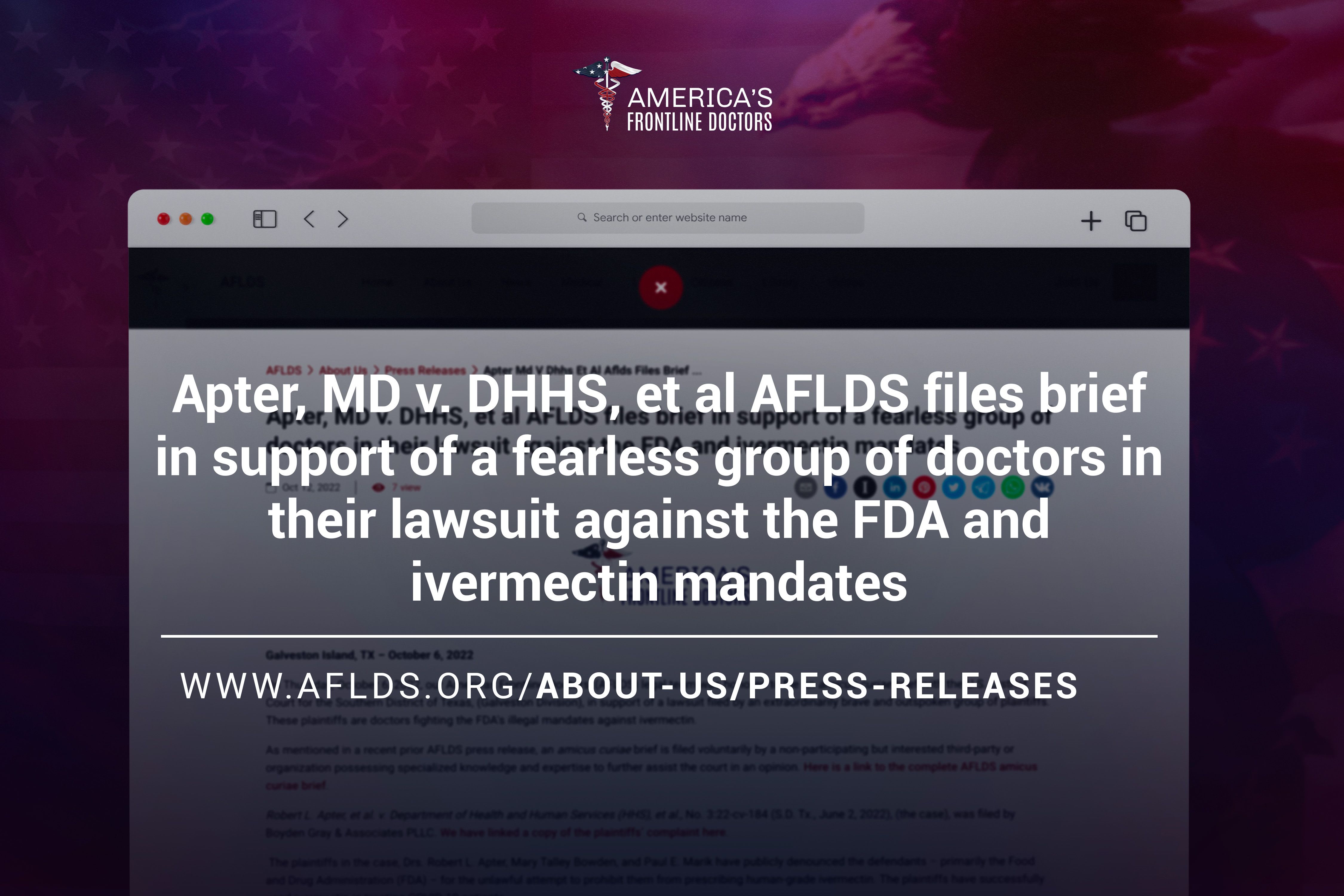 Apter, MD v. DHHS, et al AFLDS files brief in support of a fearless ...