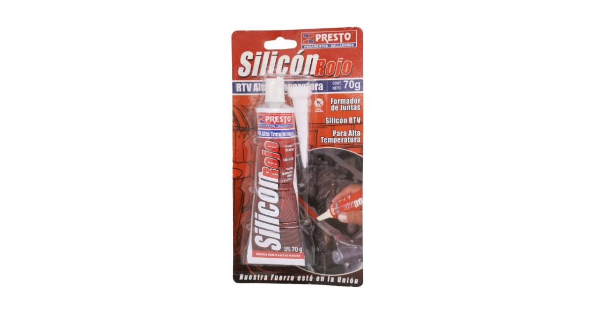 Silicon 70gr Presto Rojo Alta Temperatura 4207