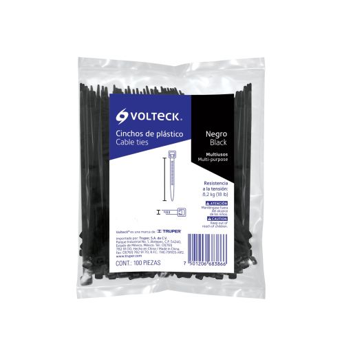 Abrazadera Plastico Ajustable 40 Lbs Volteck 200 Mm Cin-4020n Negro ...