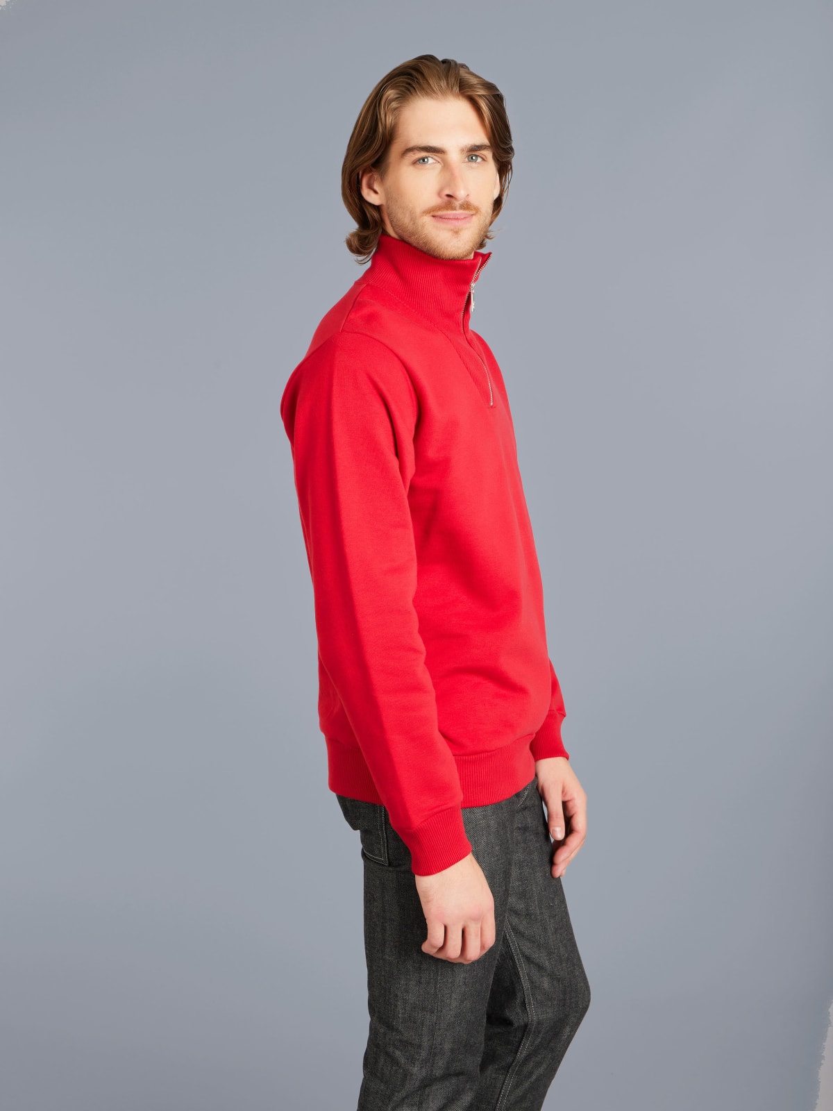 red Zip sweatshirt