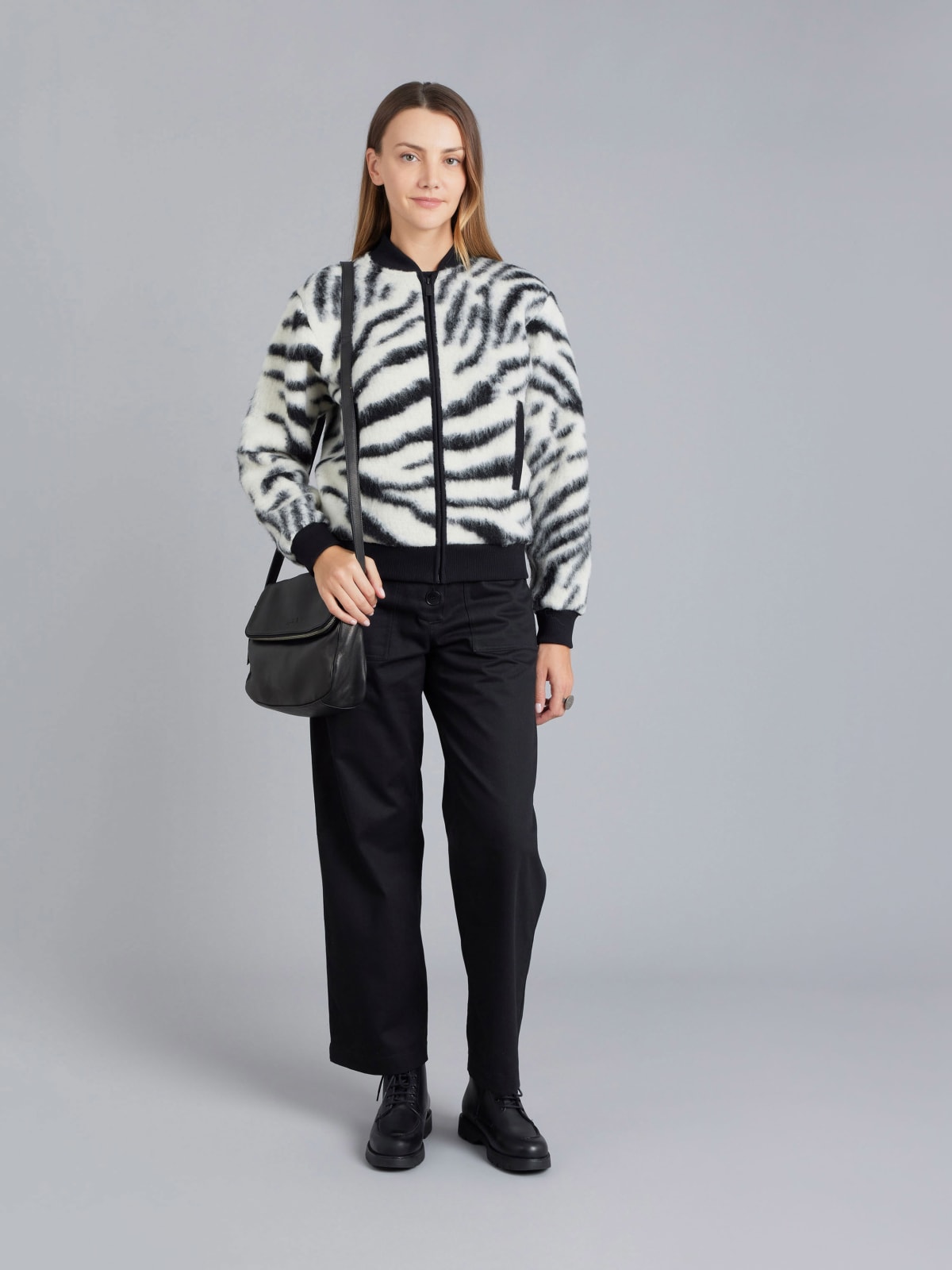zebra-pattern jacquard jacket