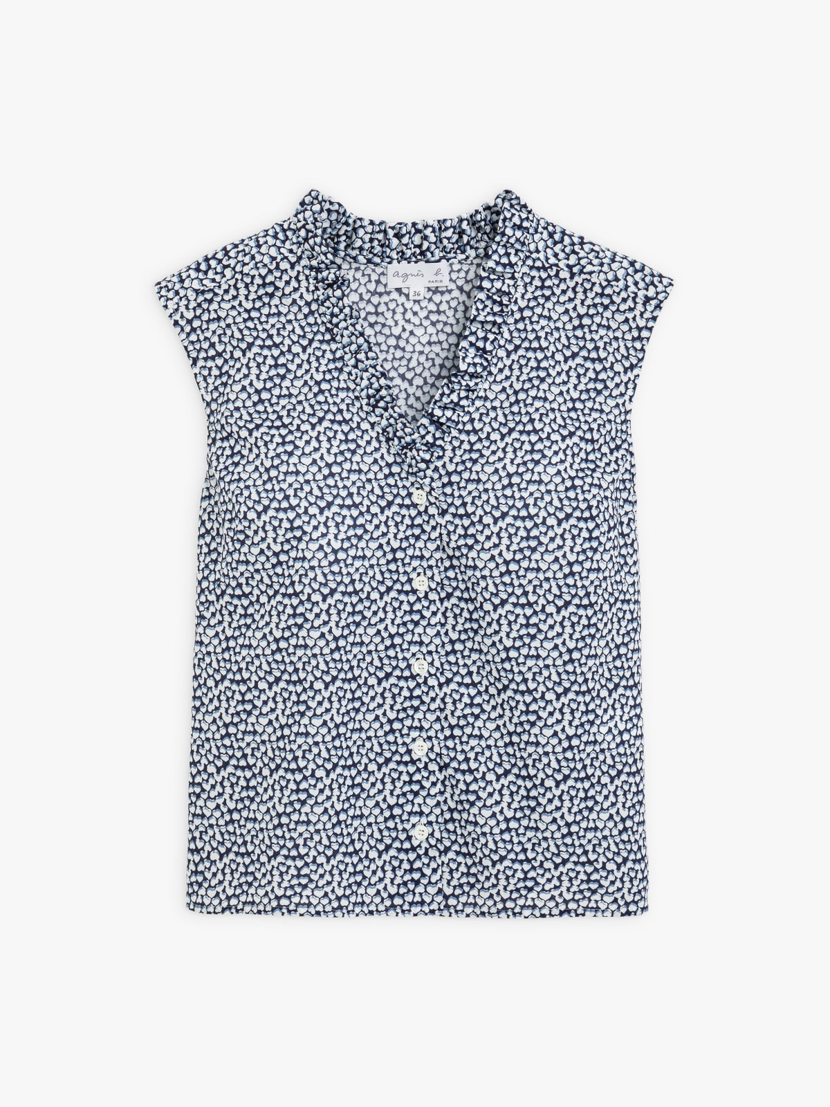 blue shirt with heart print
