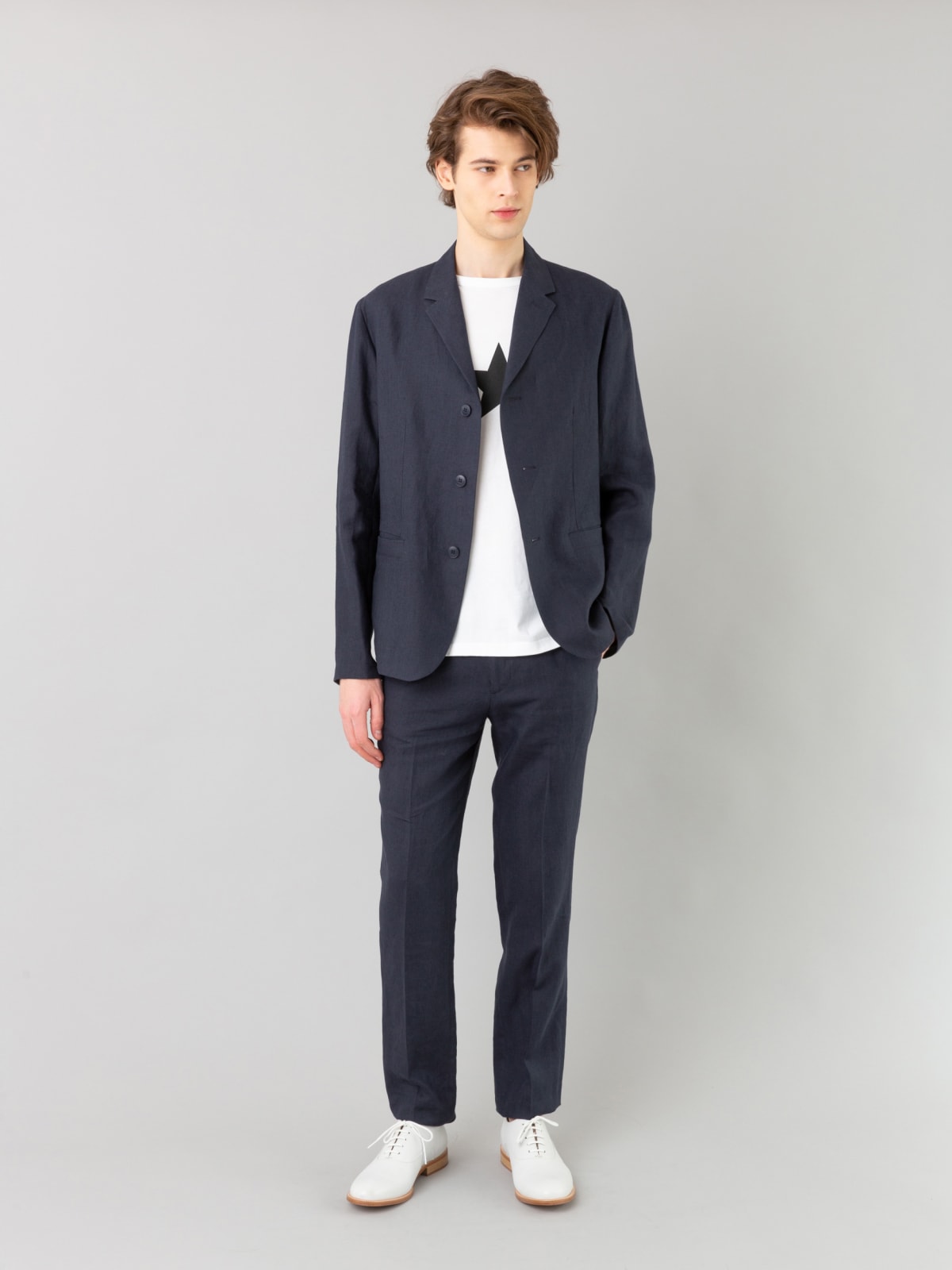 navy blue linen jacket